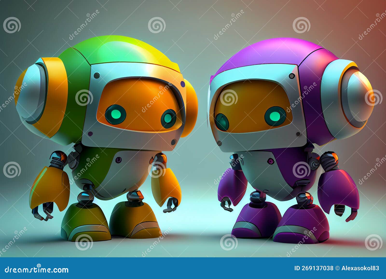 Cute Abstract Lines and Cubes 2 Robots Stock Photo - Image of concept ...