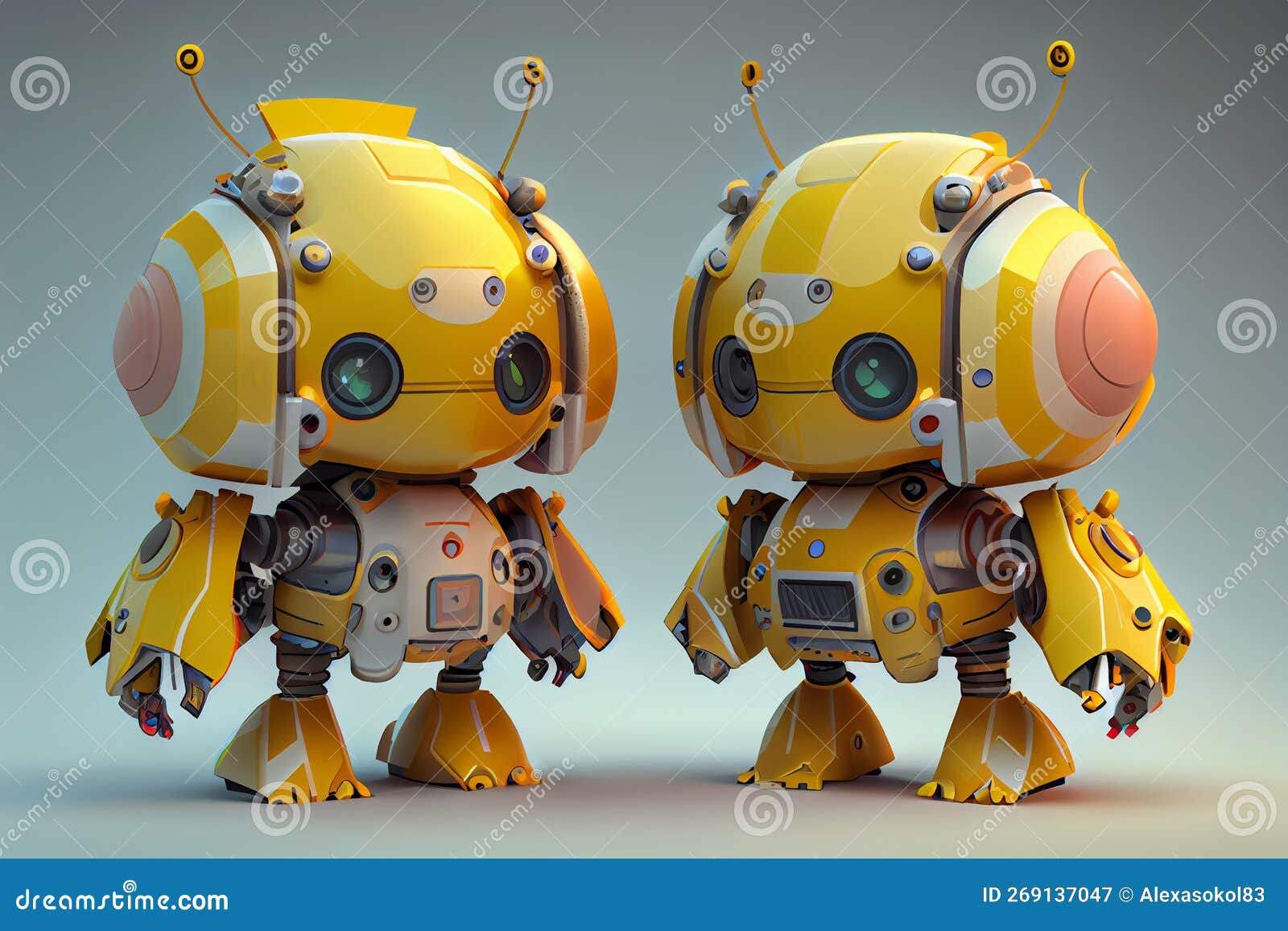 Cute Abstract Lines and Cubes 2 Robots Stock Image - Image of figure ...