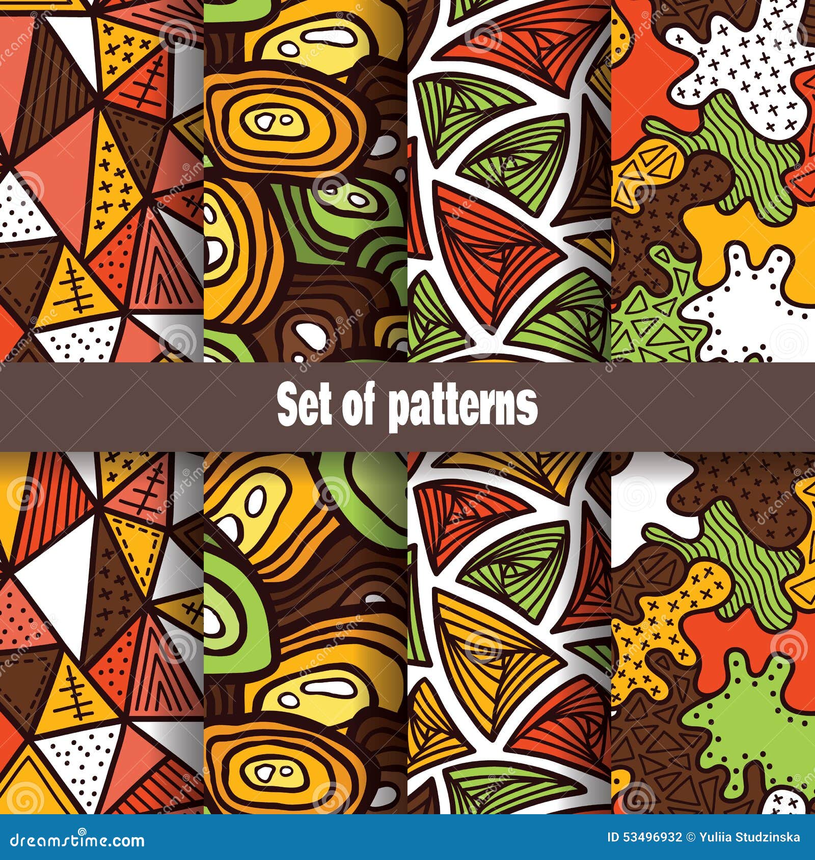 Cute Abstract Pattern Collection. Stock Vector - Illustration of ...