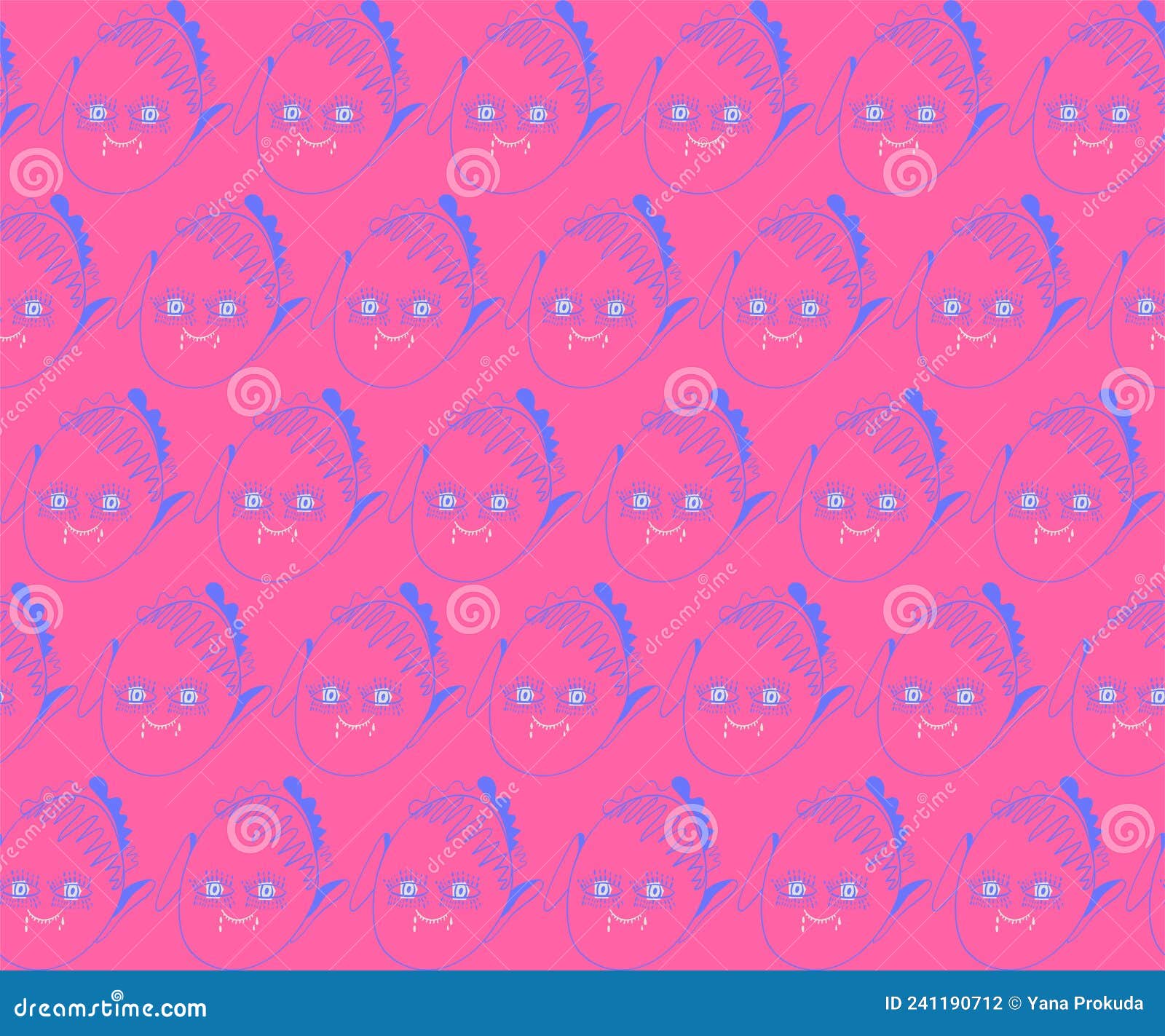 Cute Abstract Repeat Faces. Seamless Pattern Stock Vector ...
