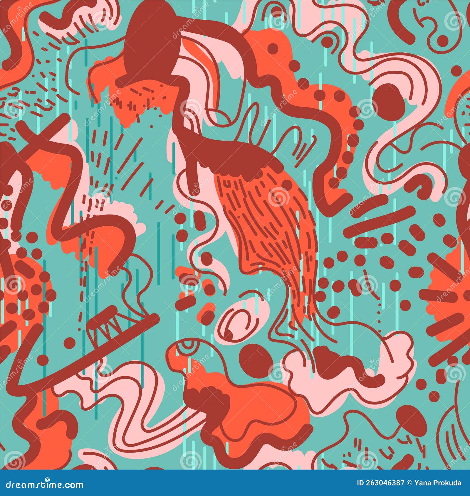 Cute Abstract Unusual Seamless Backdrop with Wave Strange Pattern Stock ...