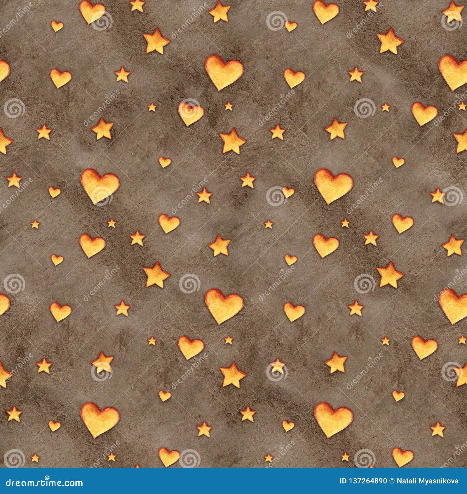 Cute Abstract Watercolor Seamless Pattern with Hearts and Stars. Stock ... Cute Abstract Watercolor Seamless Pattern with Hearts and Stars. Stock ...