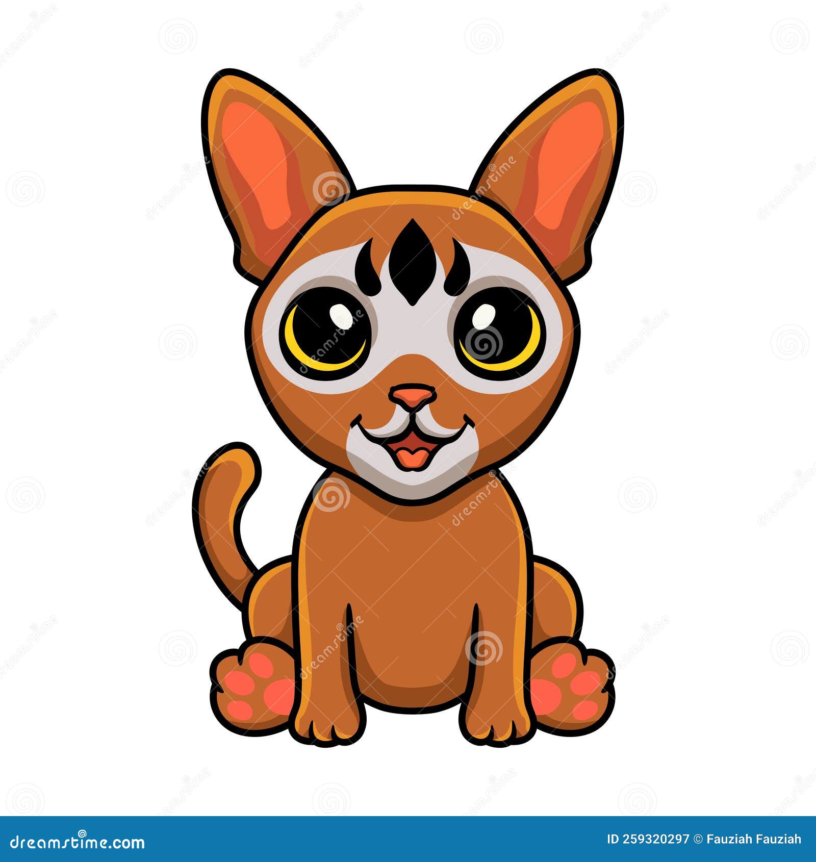 Cute Abyssinian Cat Cartoon Sitting Stock Vector - Illustration of cute ...