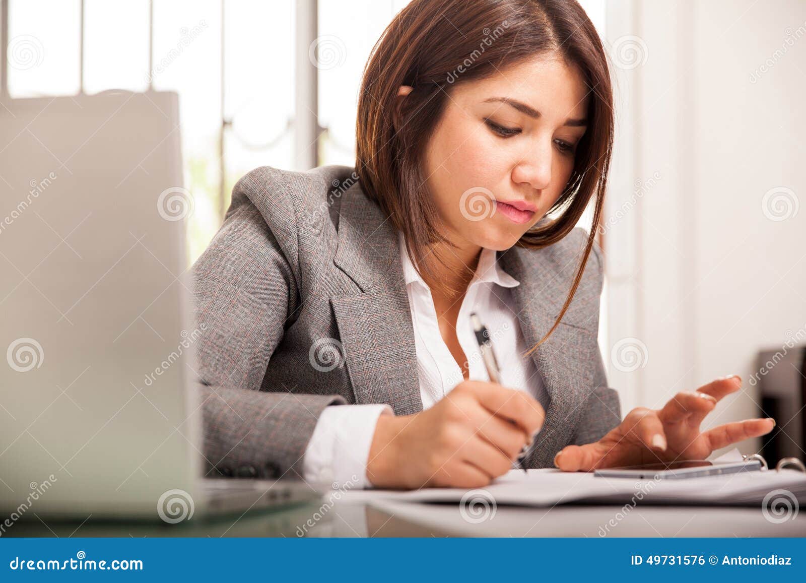 Cute accountant at work stock photo. Image of calculator - 49731576