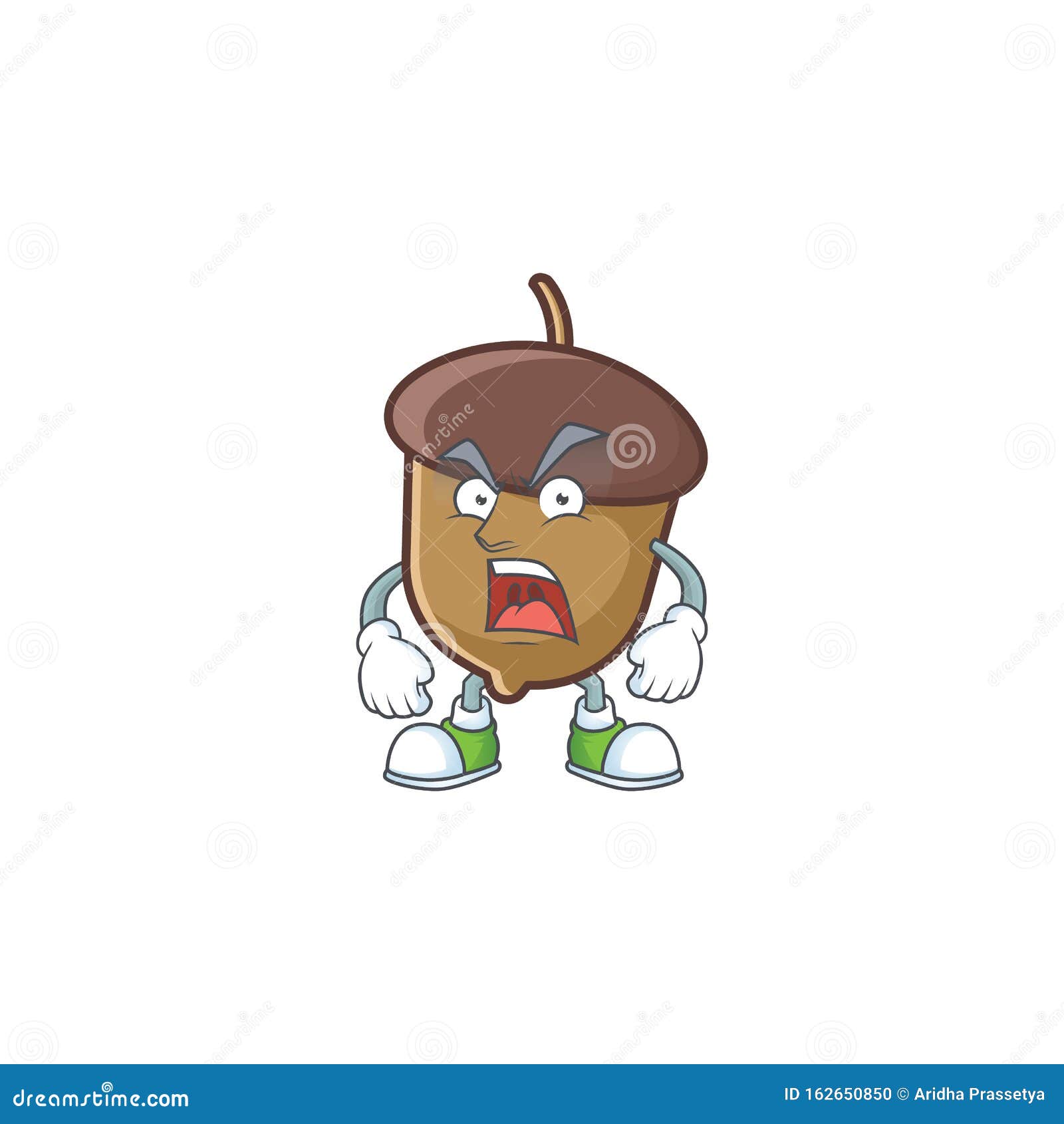 Cute Acorn Characters Set With Different Emitions Vector Illustration ...