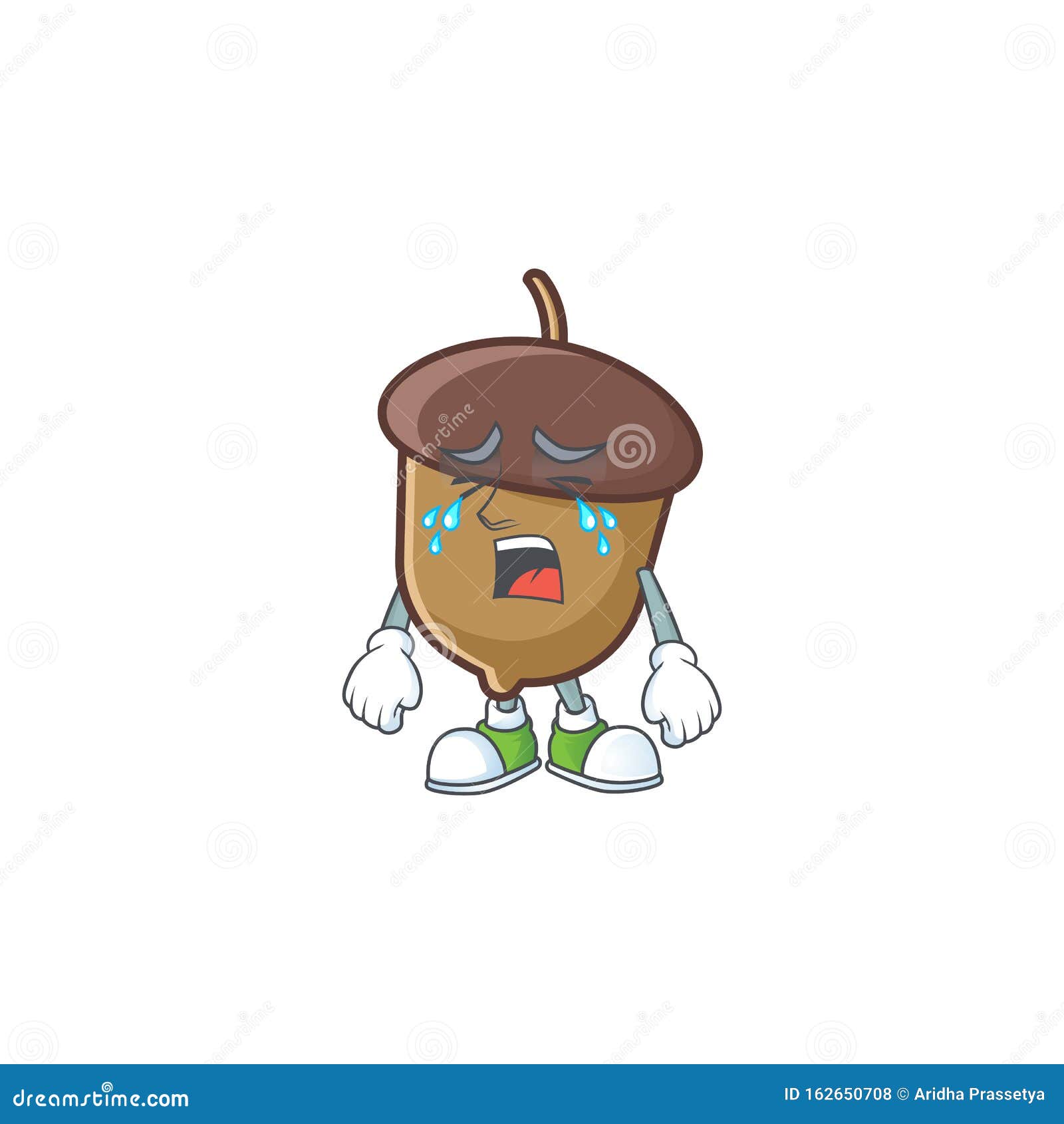 Cute Acorn with Character Mascot Design Crying Stock Vector ...