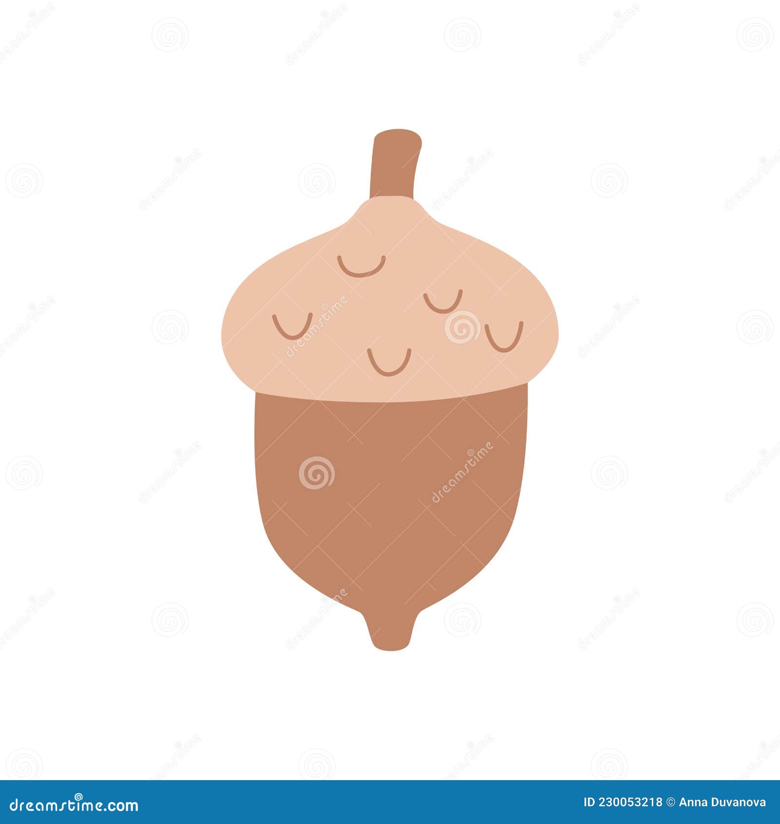 Cute Acorn Isolated on a White Background. Hand-drawn Vector ...