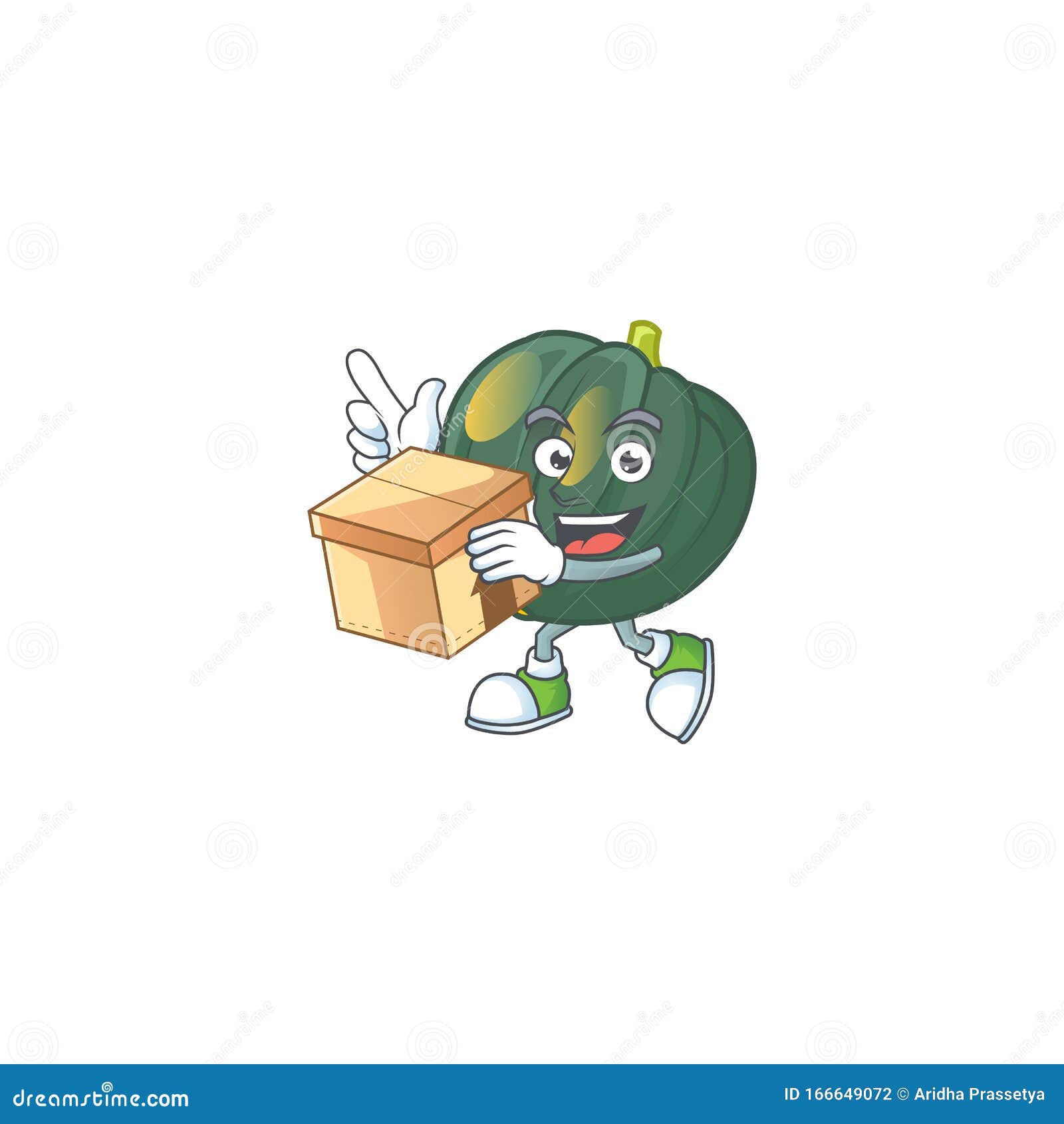 Cute Acorn Squash Cartoon Character Style Holding a Box Stock Vector ...