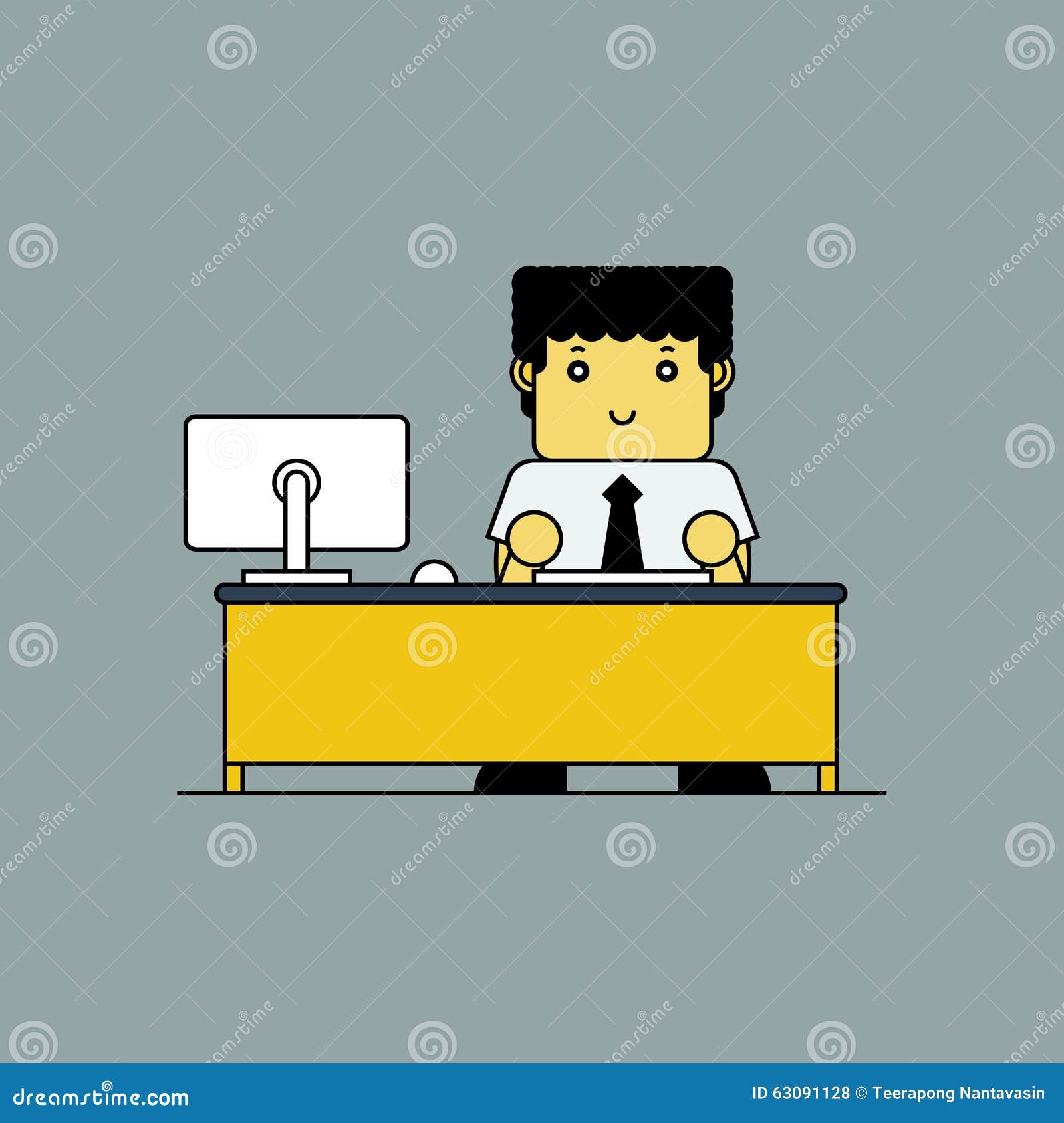Cute Administrative Worker. Stock Vector - Illustration of sitting ...