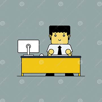 Cute Administrative Worker. Stock Vector - Illustration of sitting ...