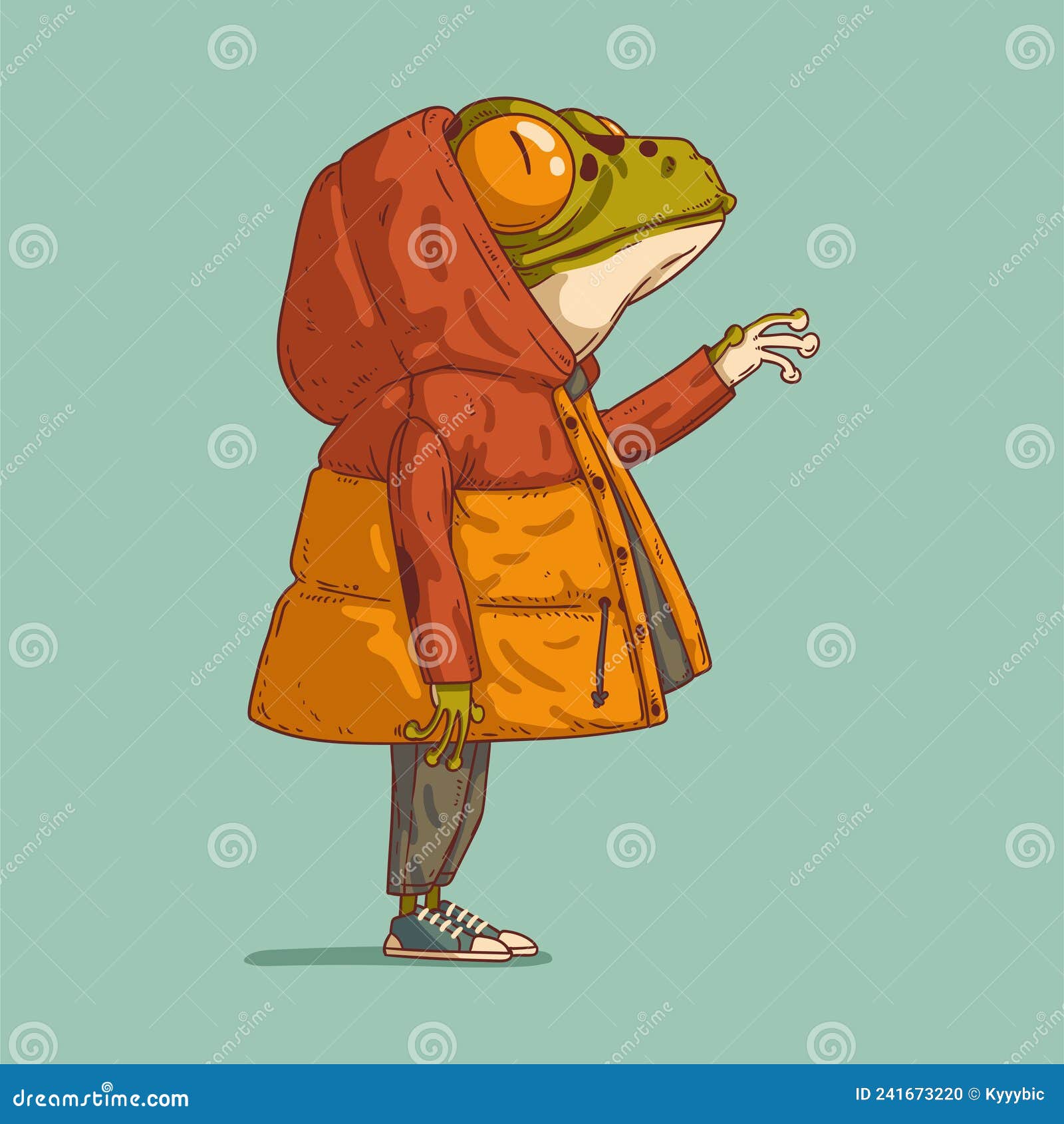 Cute Admiring Frog, Vector Illustration. Anthropomorphic Frog in a Down ...