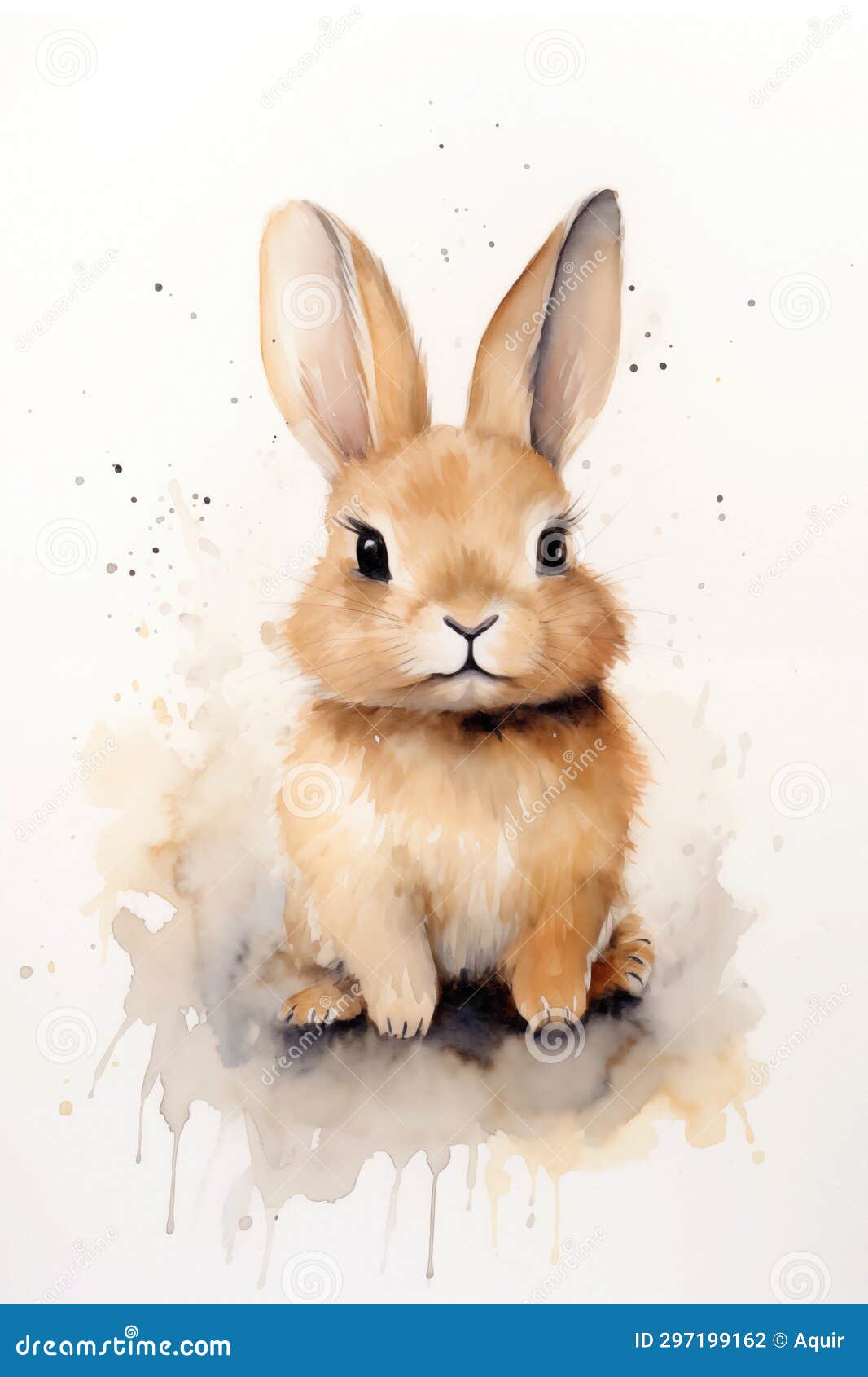 Bunny Watercolor Background. Cute Adorable Bunny Card Stock ...