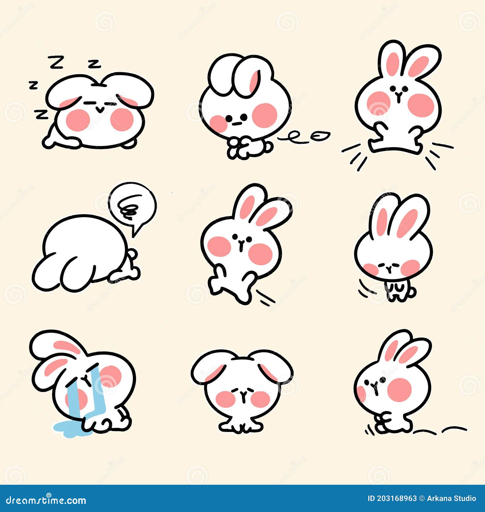 Cute and Adorable Bunny Sticker Second Set Stock Vector - Illustration ...