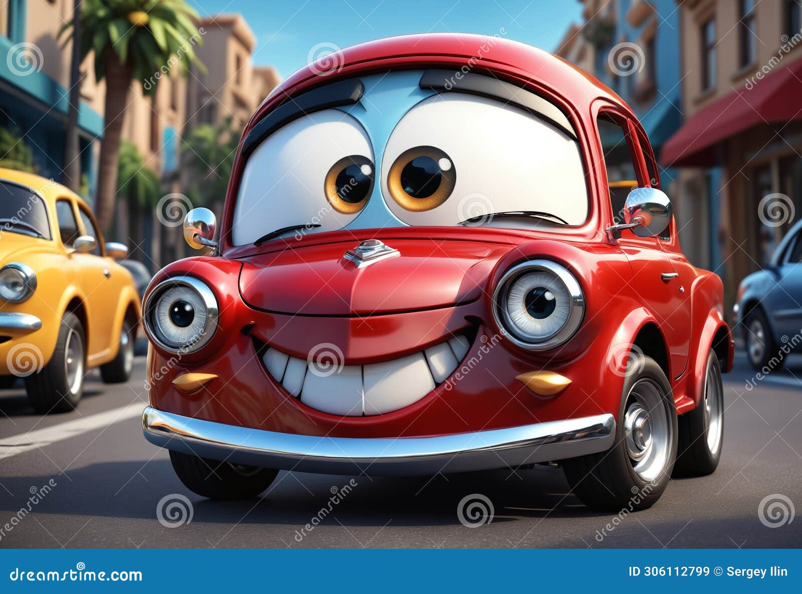 Cute and Adorable Cartoon Car. Generative AI Stock Illustration ...