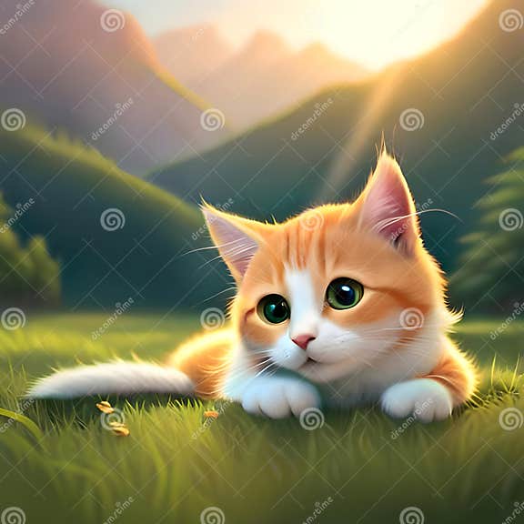 Cute and Adorable Cat - Ai Generated Image Stock Illustration ...