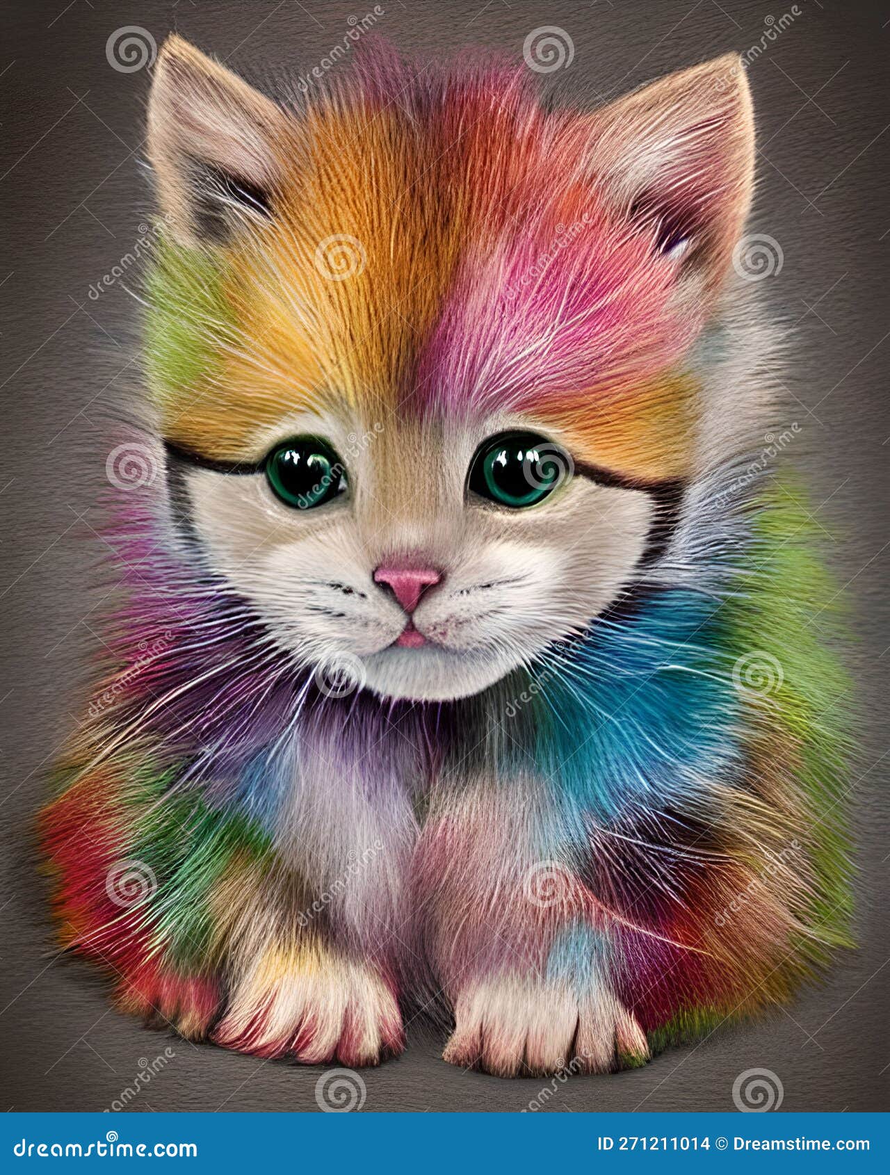 Cute and Adorable Colorful Striped Kitten Stock Illustration ...
