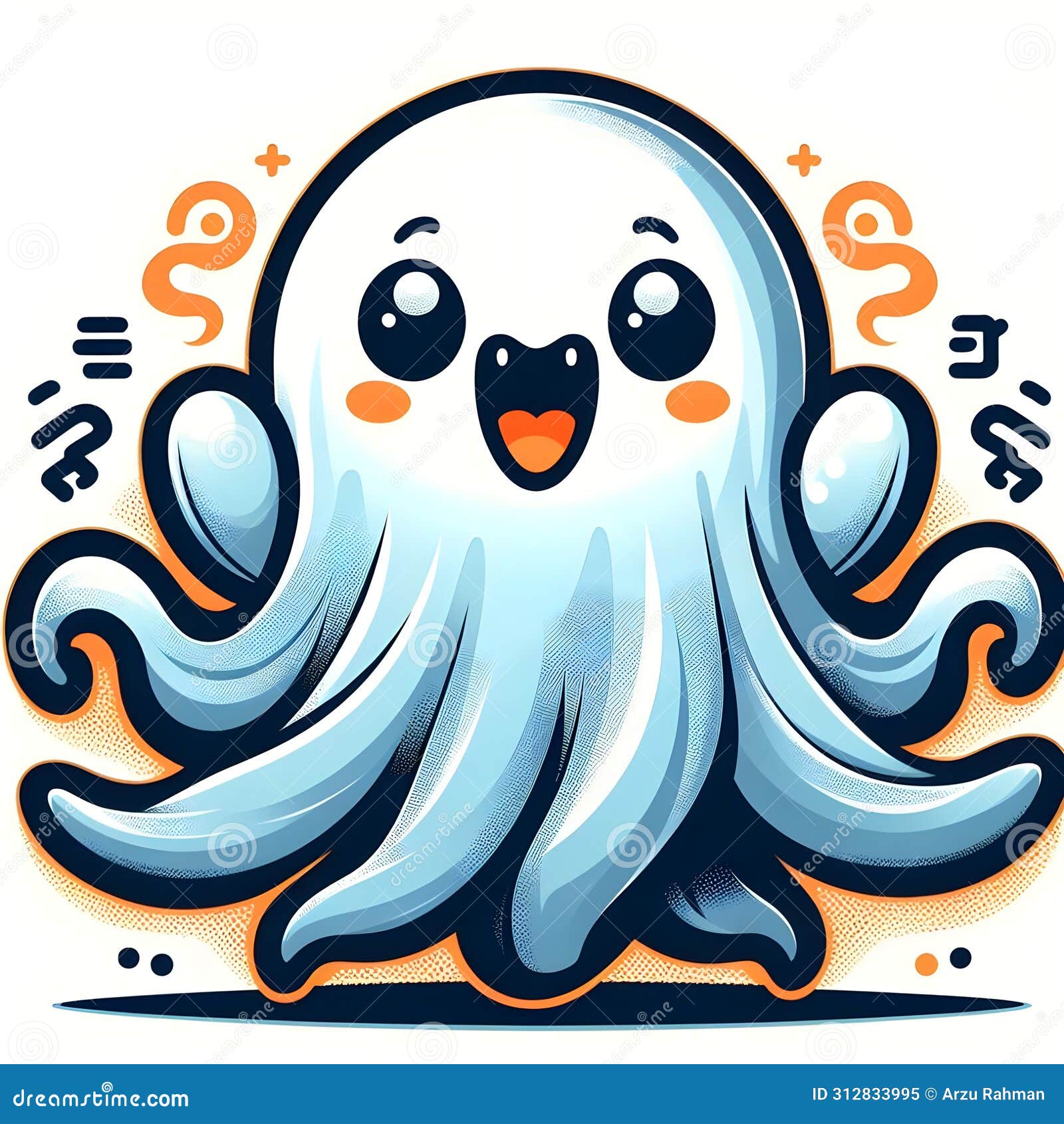 Cute adorable ghost stock illustration. Illustration of smile - 312833995