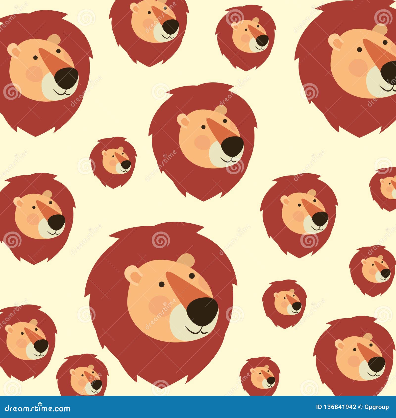 Cute and Adorable Lions Pattern Stock Vector - Illustration of cheerful ...