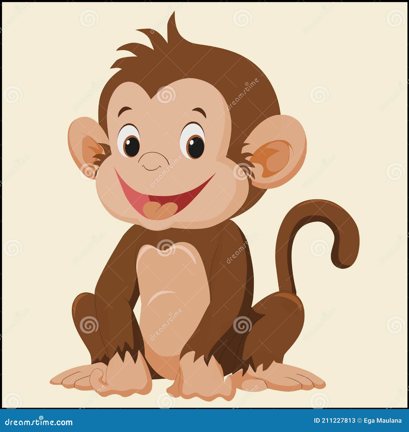 A little monkey is smiling stock vector. Illustration of adorable ...
