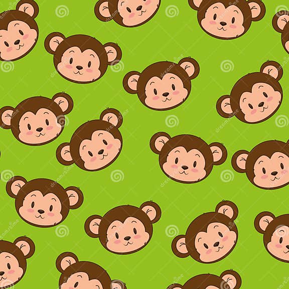 Cute and Adorable Monkey Pattern Background Stock Illustration ...