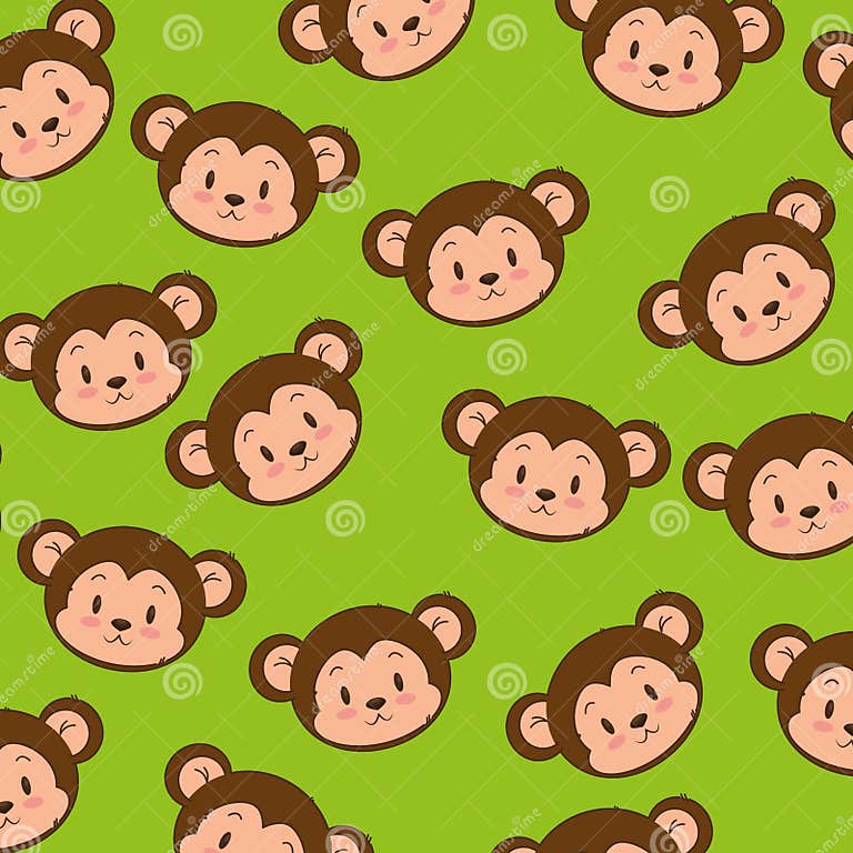 Cute and Adorable Monkey Pattern Background Stock Illustration ...