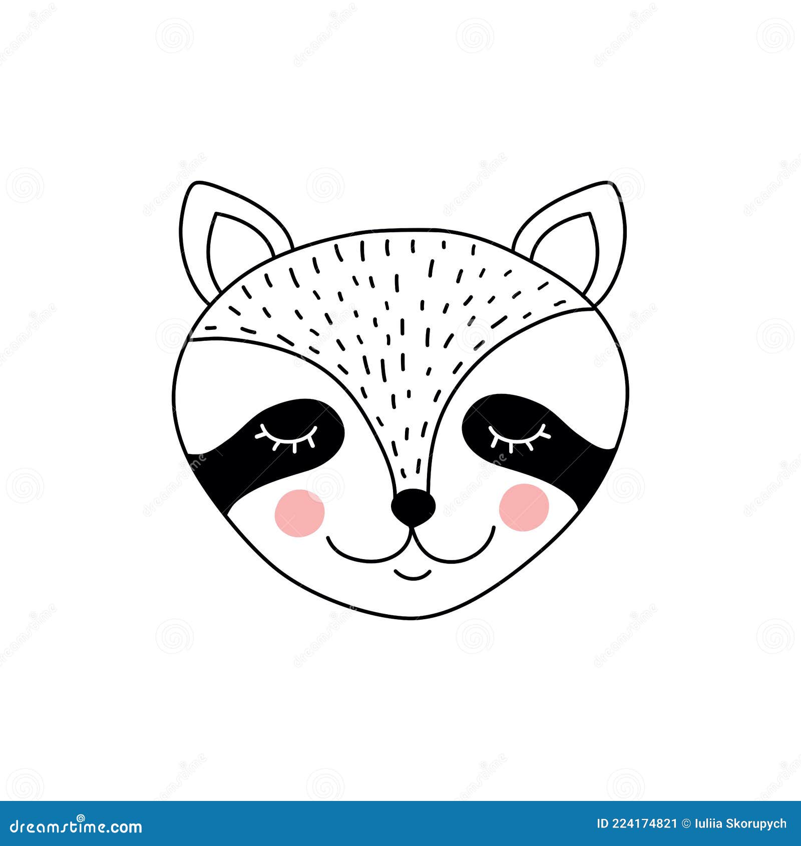 Raccoon Doodle. Hand Drawn Lines Cartoon Vector Illustration Isolated ...