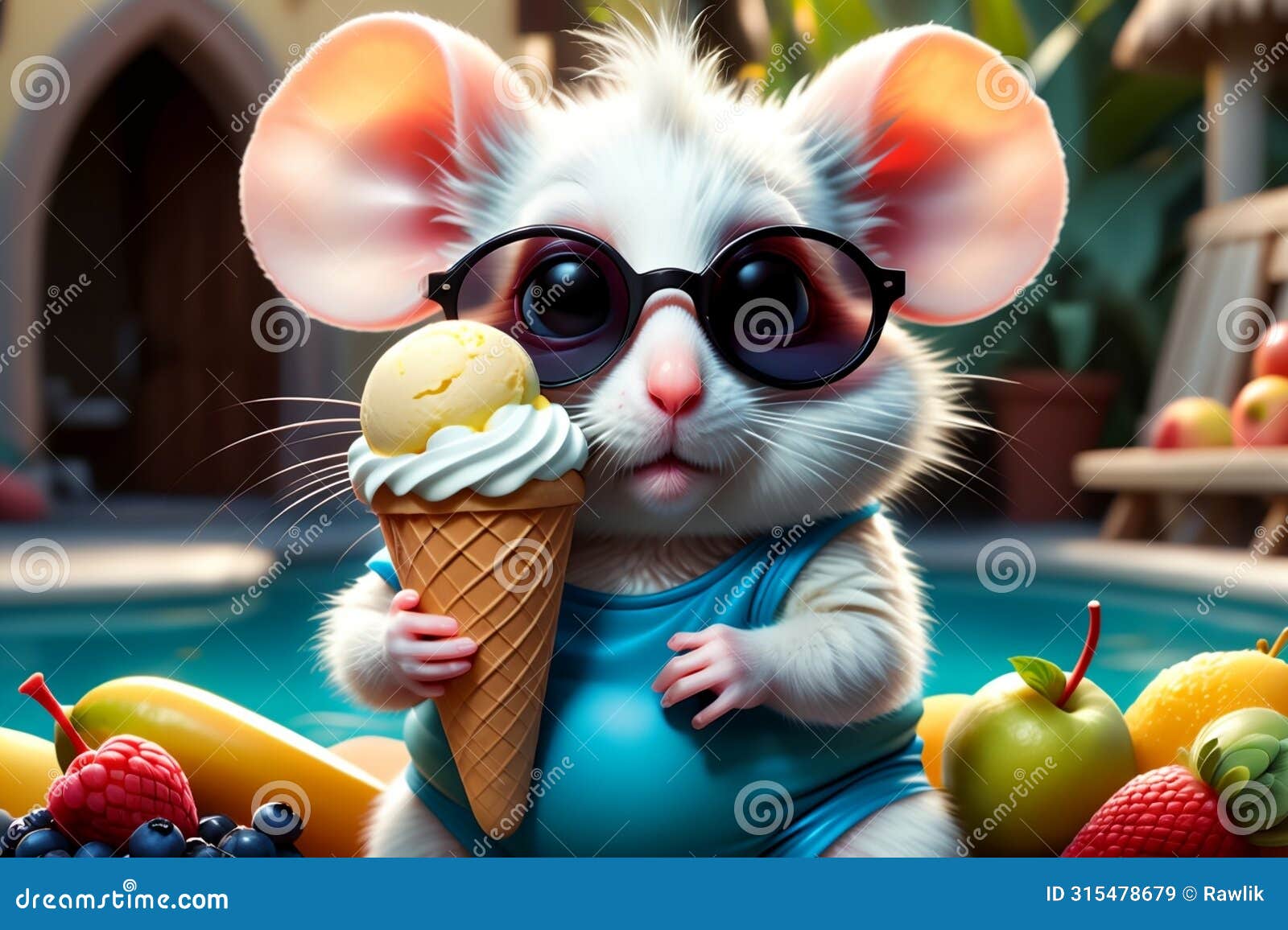 Cute Adorable White Mouse Holding Popsicle Stock Image - Image of ...