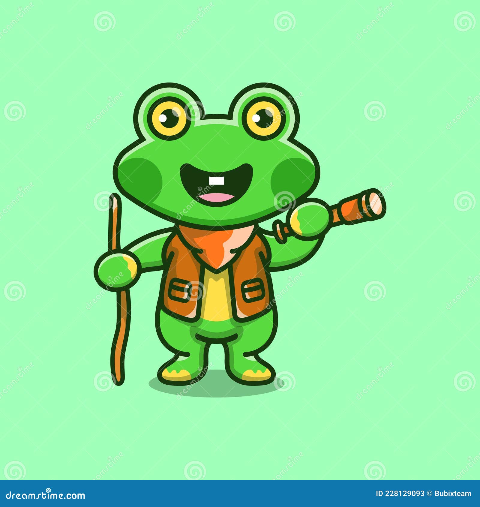 Cute Adventurous Frog Cartoon Illustration Stock Vector - Illustration ...