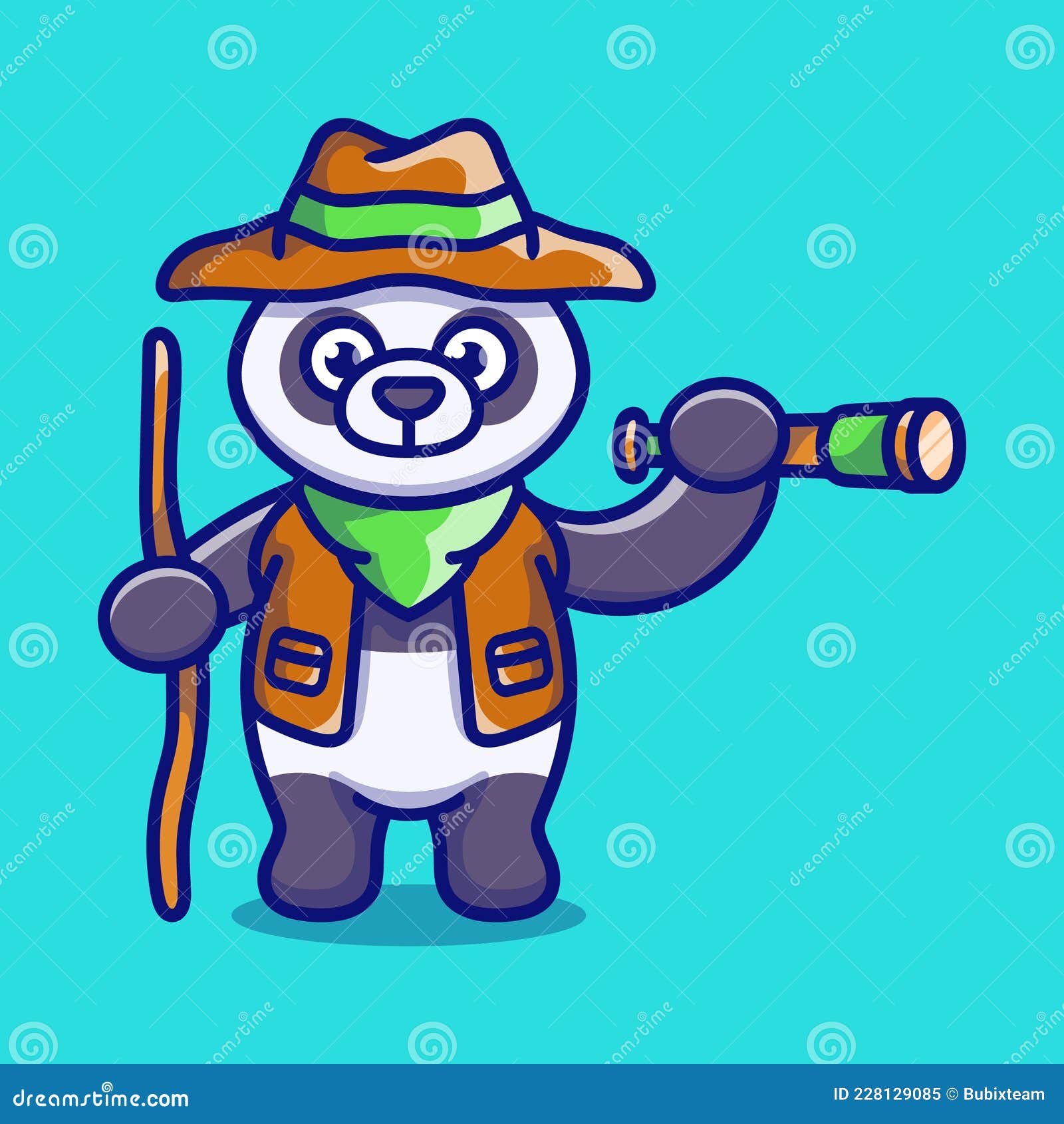 Cute Adventurous Panda Cartoon Illustration Stock Vector - Illustration ...