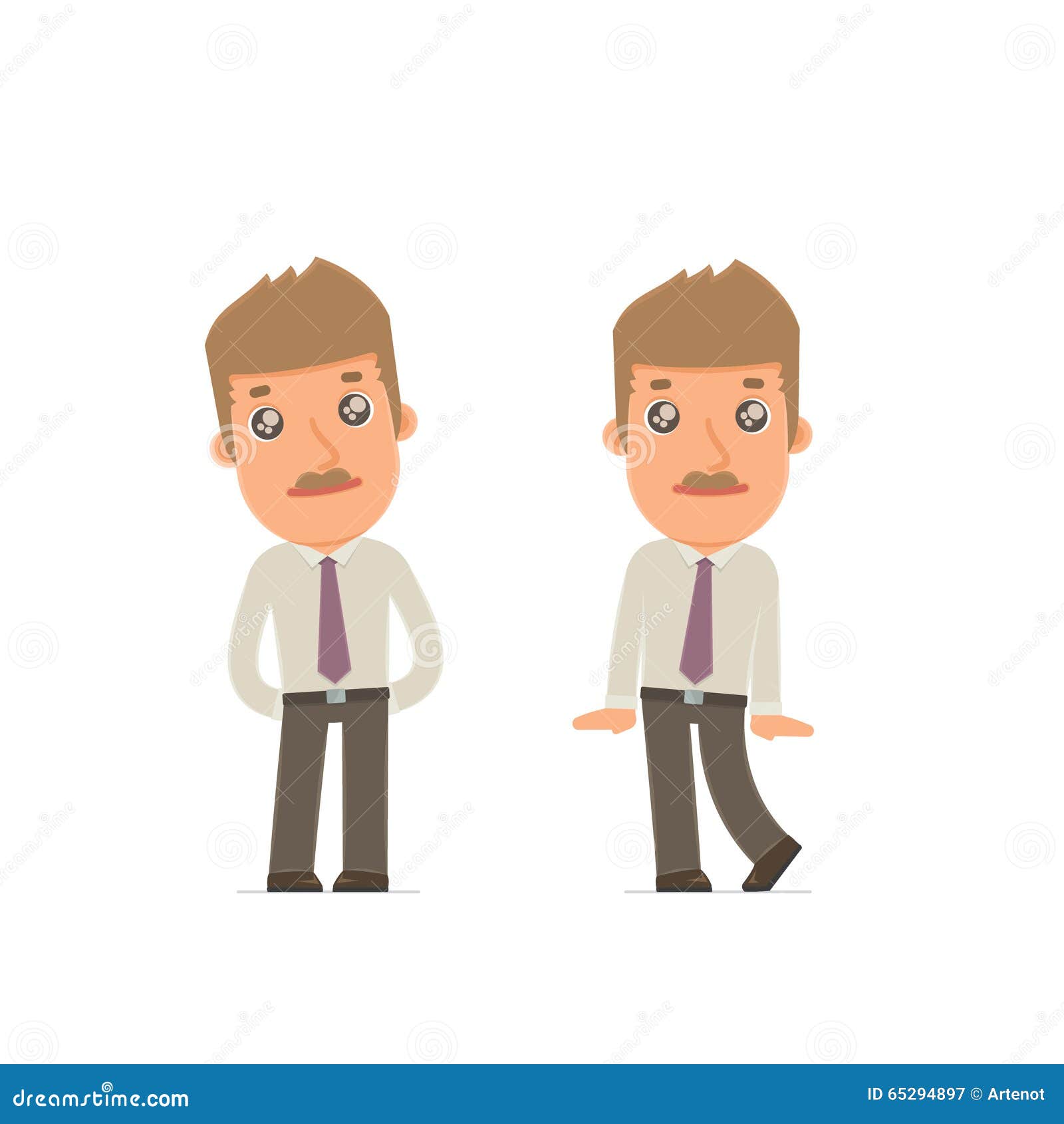 Cute and Affectionate Character Broker in Shy and Awkward Poses Stock ...