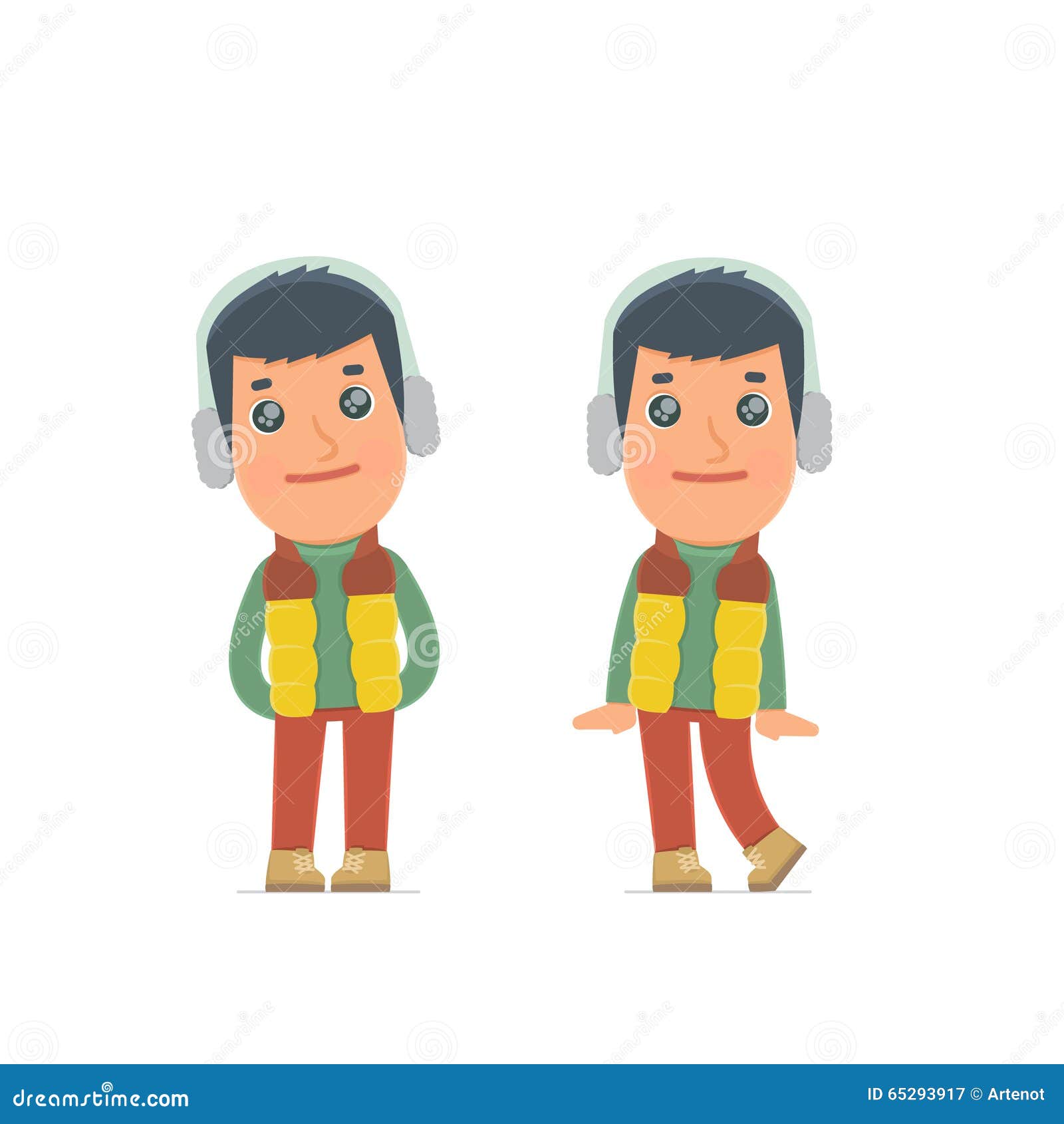 Cute and Affectionate Character Winter Citizen in Shy and Awkward Poses ...