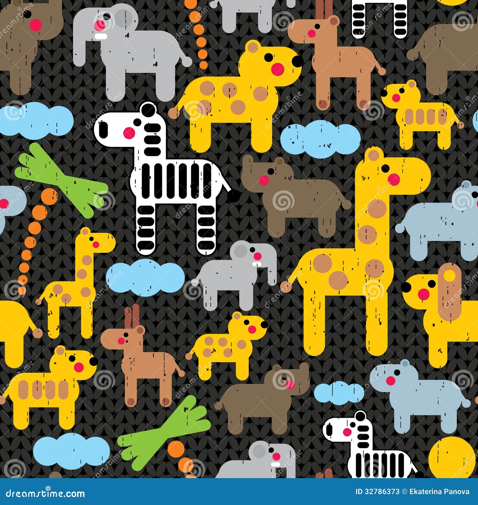 Cute African Animals Seamless Pattern. Stock Vector - Illustration of ...