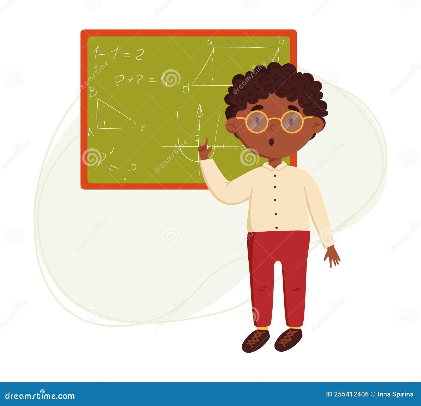 Cute African Black Boy Learning at School Vector Illustration. daily ...