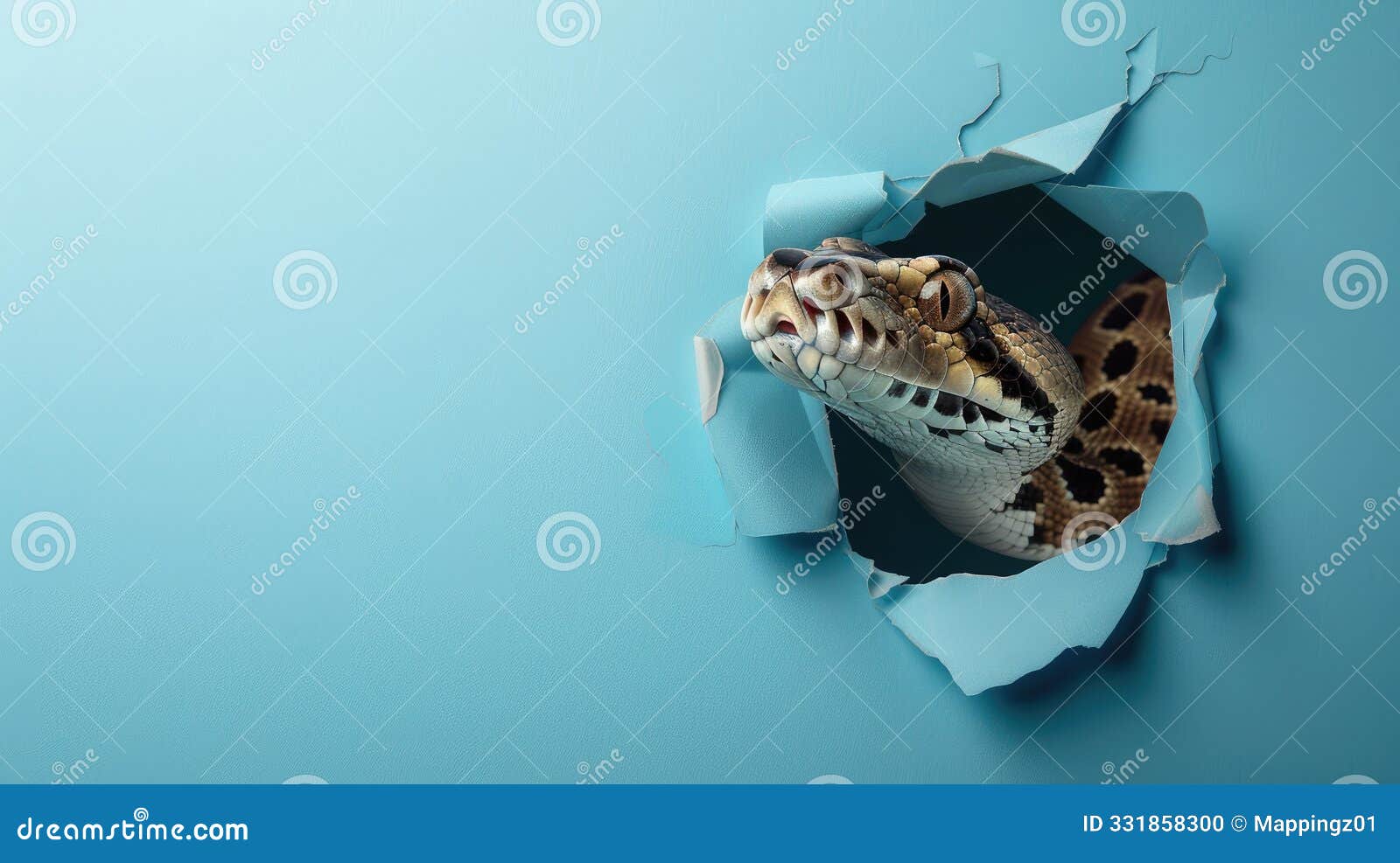Cute African Rock Python Peeking through a Hole Stock Illustration ...