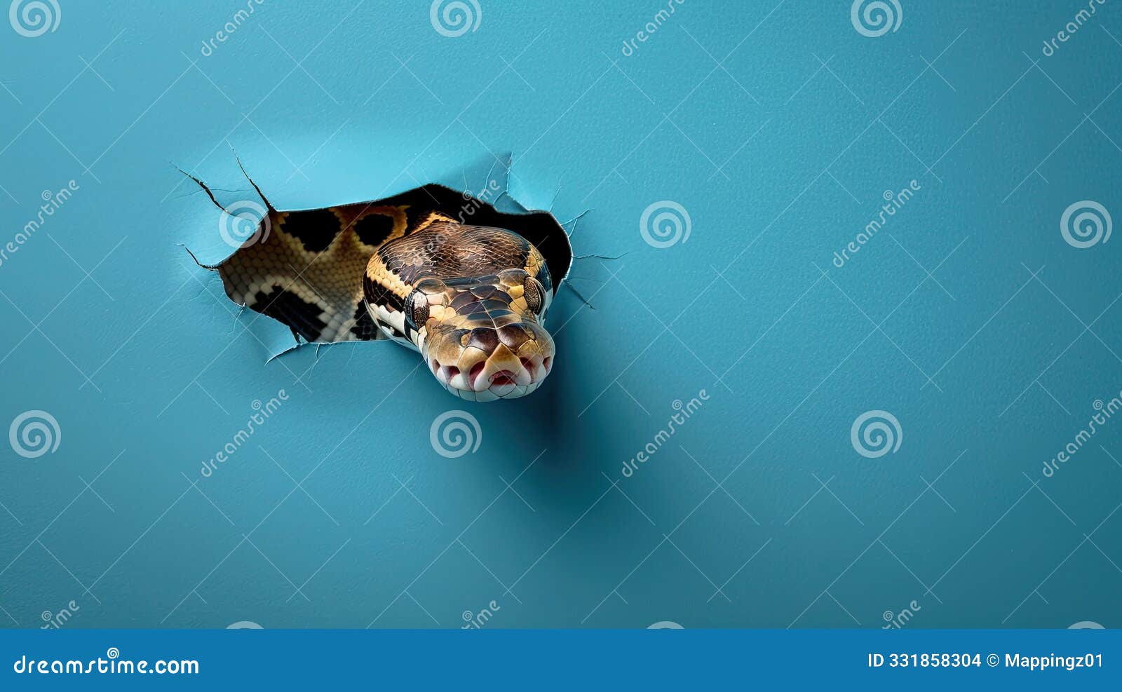 Cute African Rock Python Peeking through a Hole Stock Illustration ...