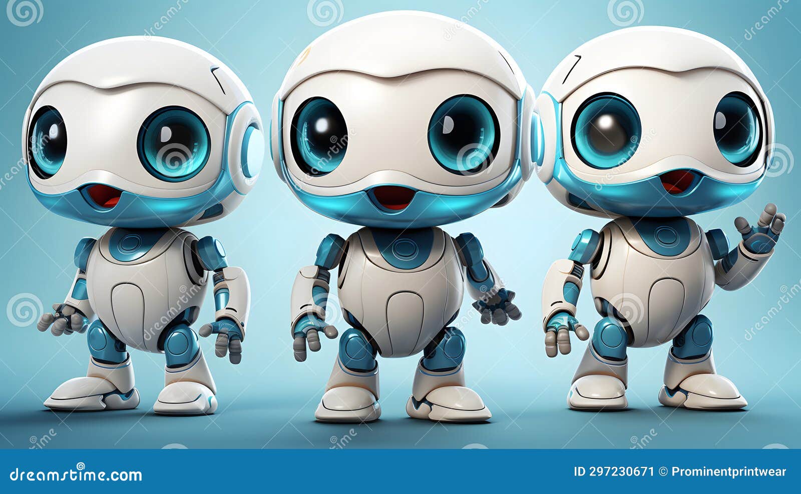 Cute AI Robot Chatbot Waving Set Isolated on Clean Background Stock ...