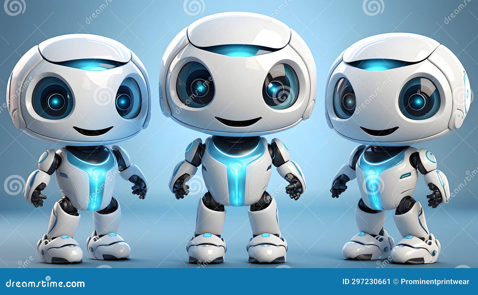 Cute AI Robot Chatbot Waving Set Isolated on Clean Background Stock ...