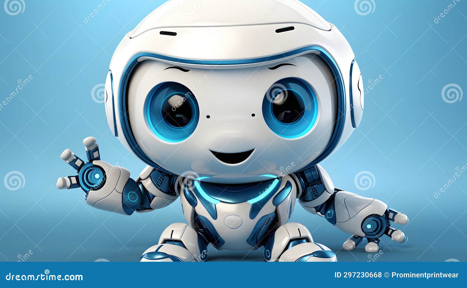 Cute AI Robot Chatbot Waving Set Isolated on Clean Background Stock ...