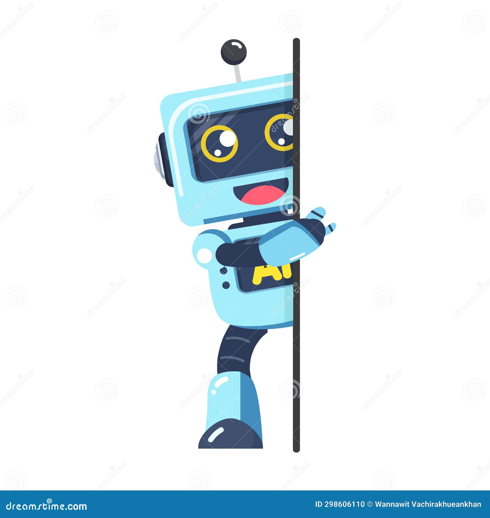 Cute Ai Robot Empty White Board for Presentation Cartoon Stock ...