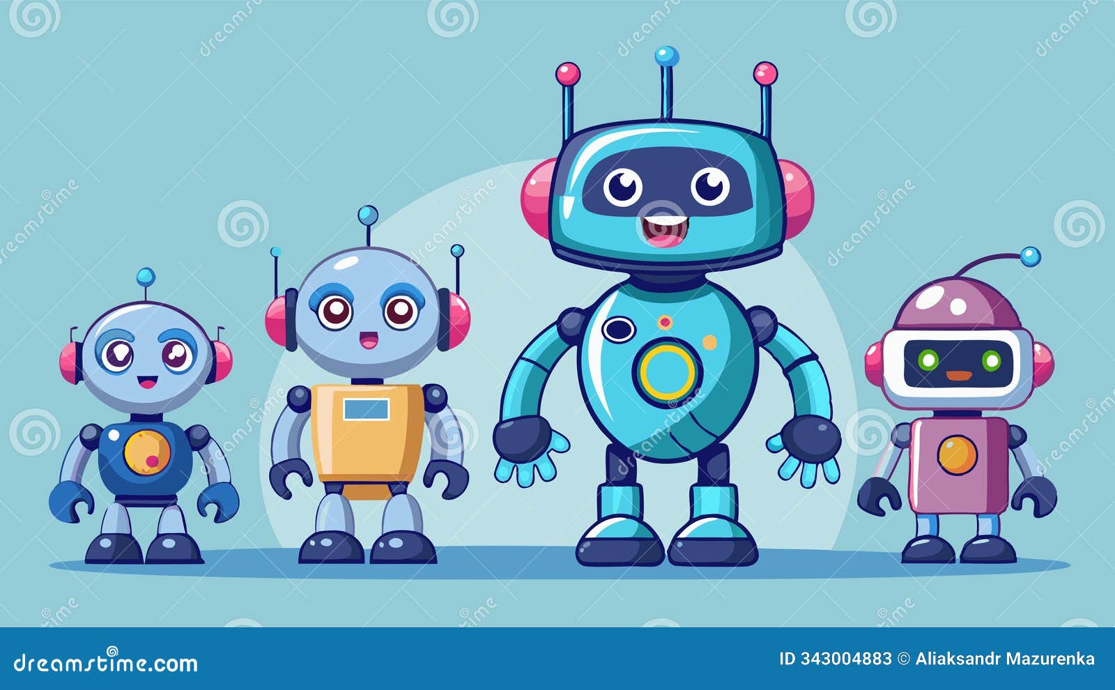 Cute Ai Robot Evolution Mascot Cartoon Vector Set. Digital Modern ...