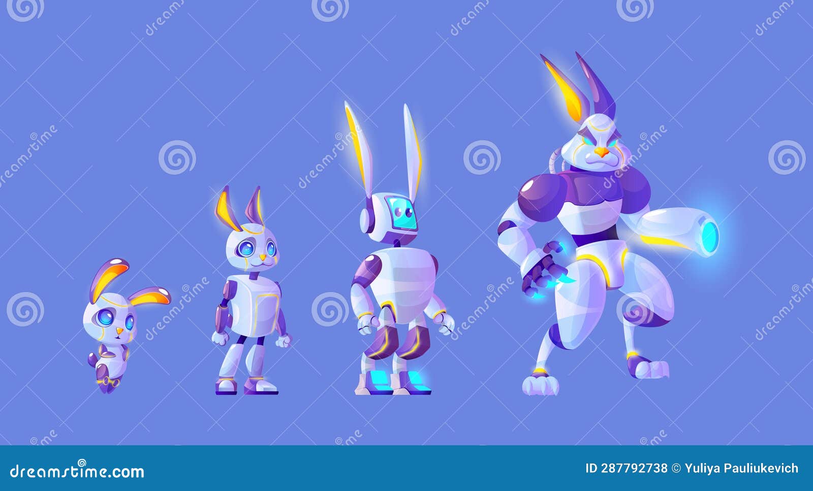 Cute Evolution Robot Ai Mascot Character Cartoon Illustration. Modern ...