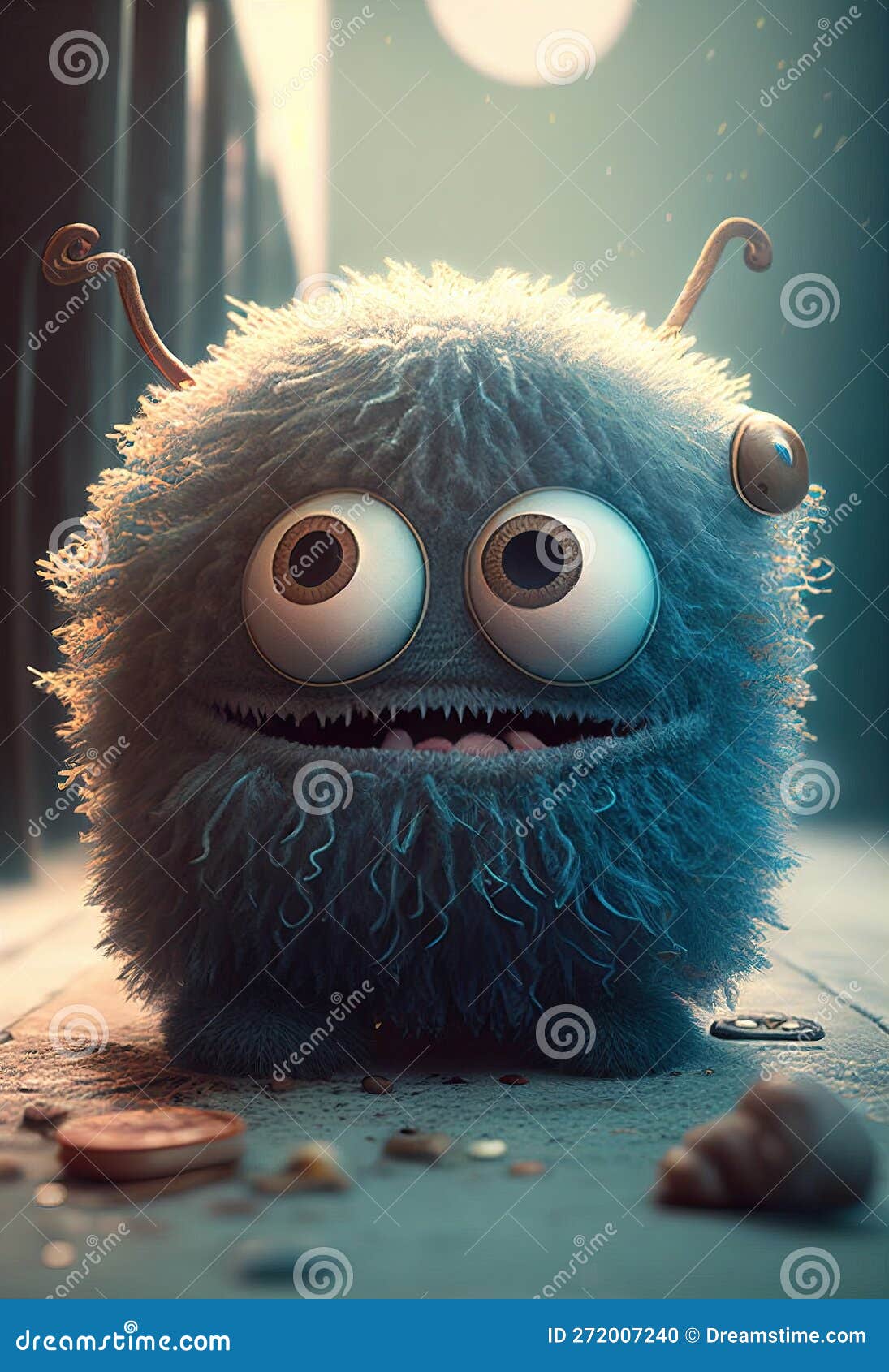 Cute Air Monster with Big Eyes. Ai Generative Stock Illustration ...