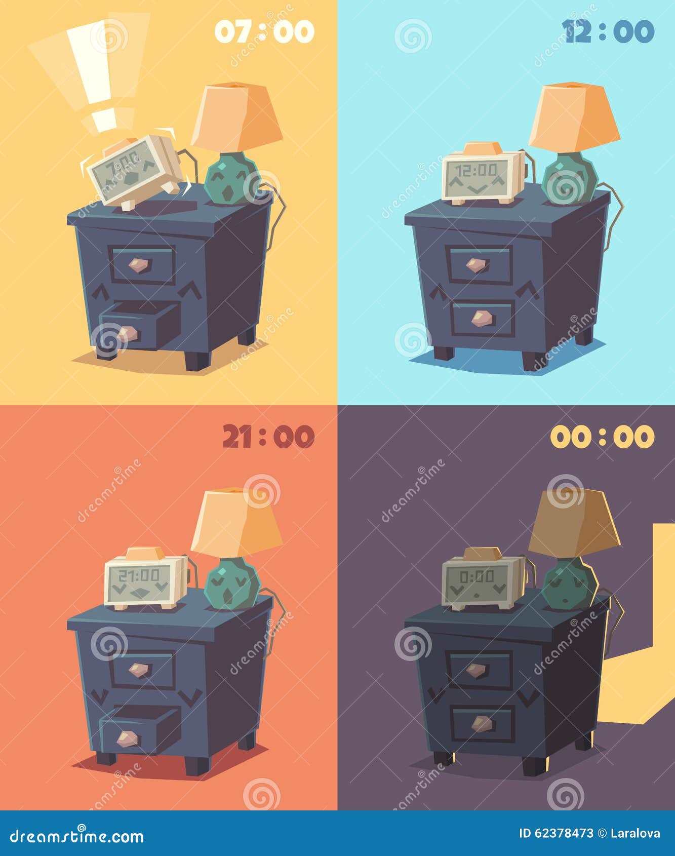 Cute Alarm Clock Child Ticker Kid Character Icons Rotation Animation ...