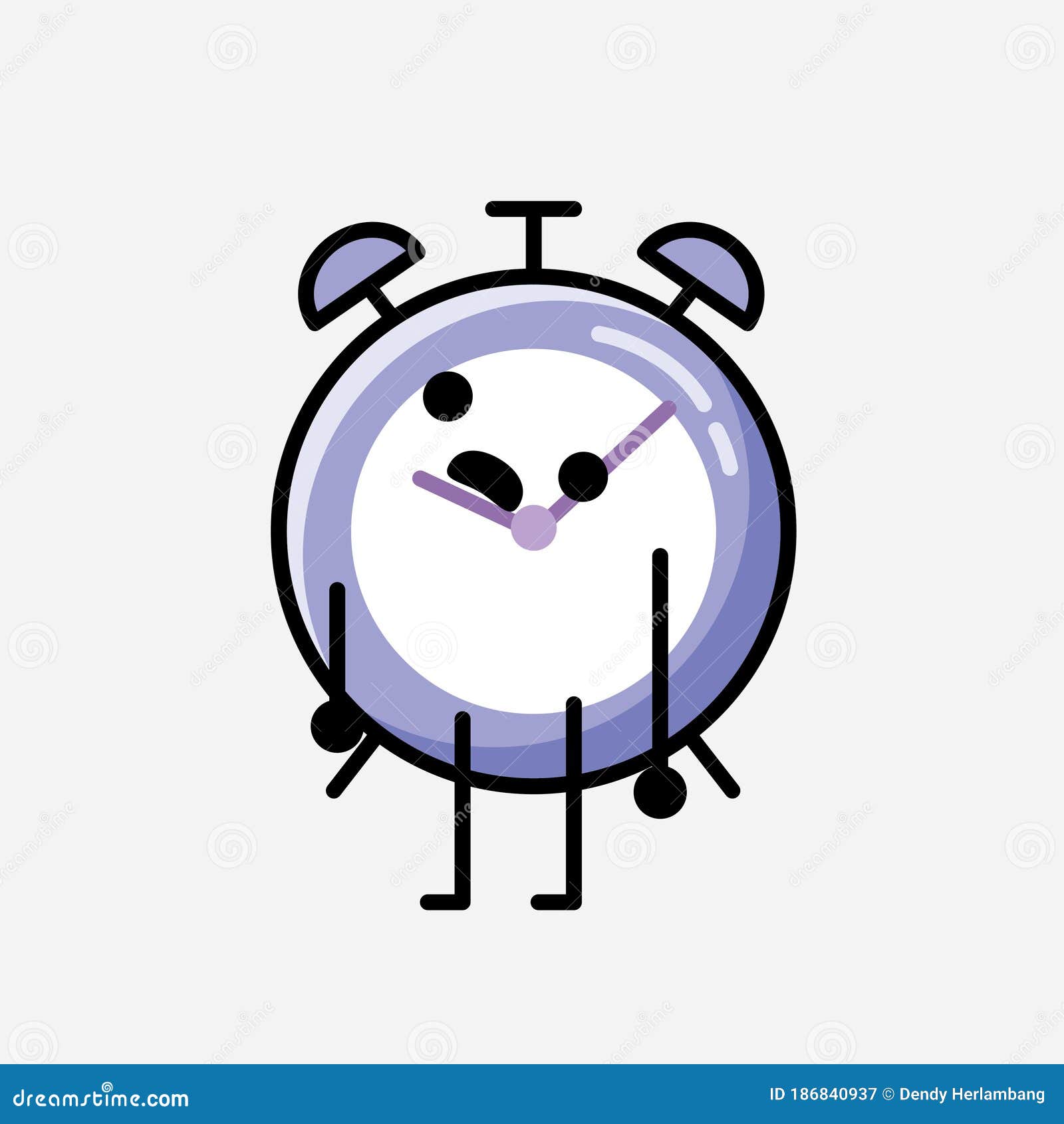 Cute Alarm Clock Mascot Vector Character in Flat Design Style Stock ...