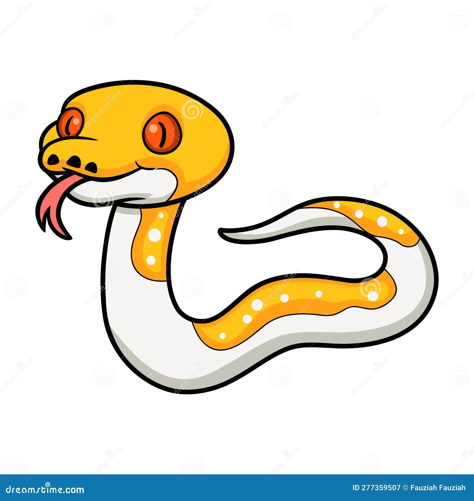 Cute Albino Pied Reticulated Python Cartoon Stock Vector - Illustration ...