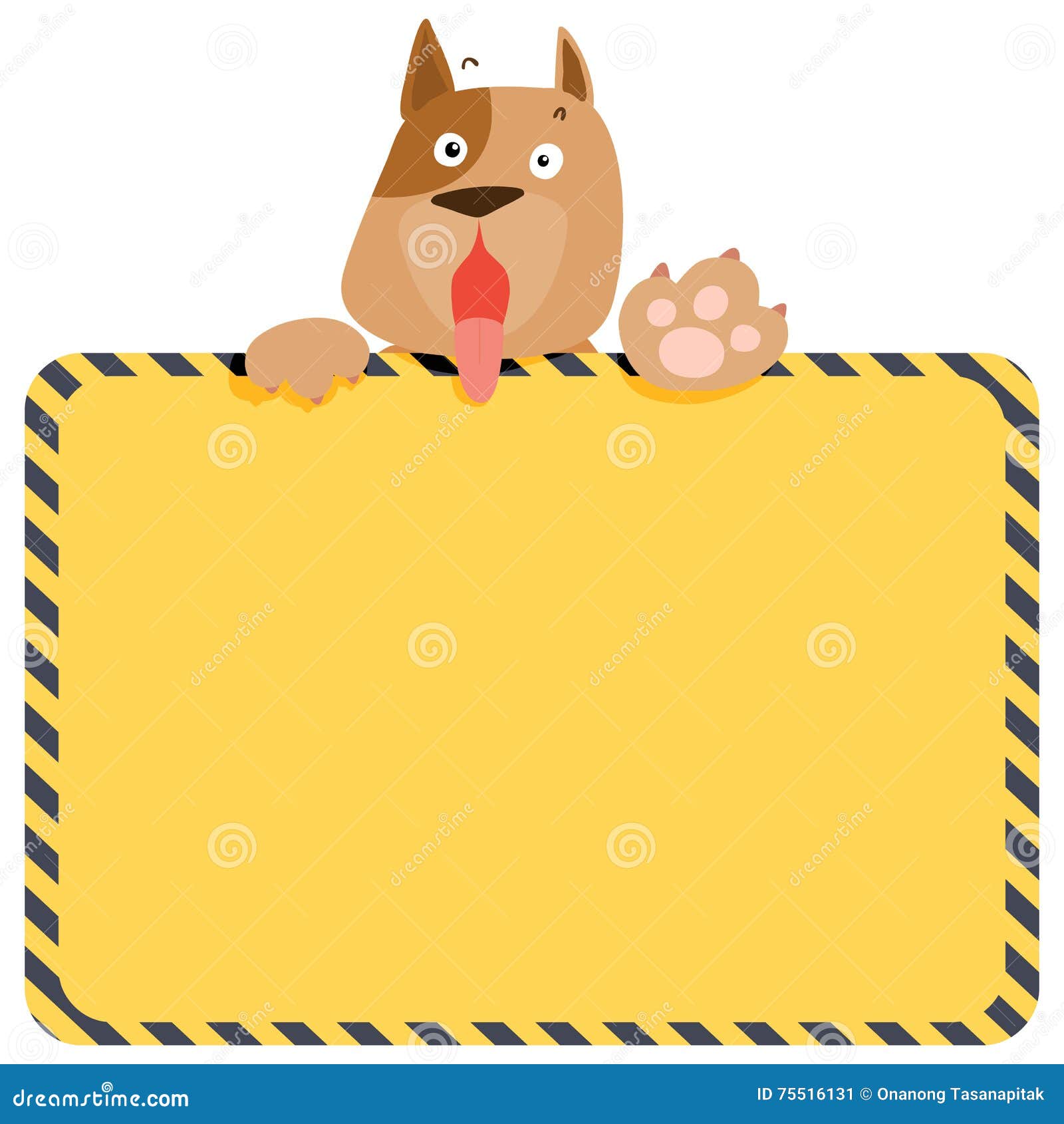 Cute Alert Dog Hold Empty Board Stock Vector - Illustration of lovely ...