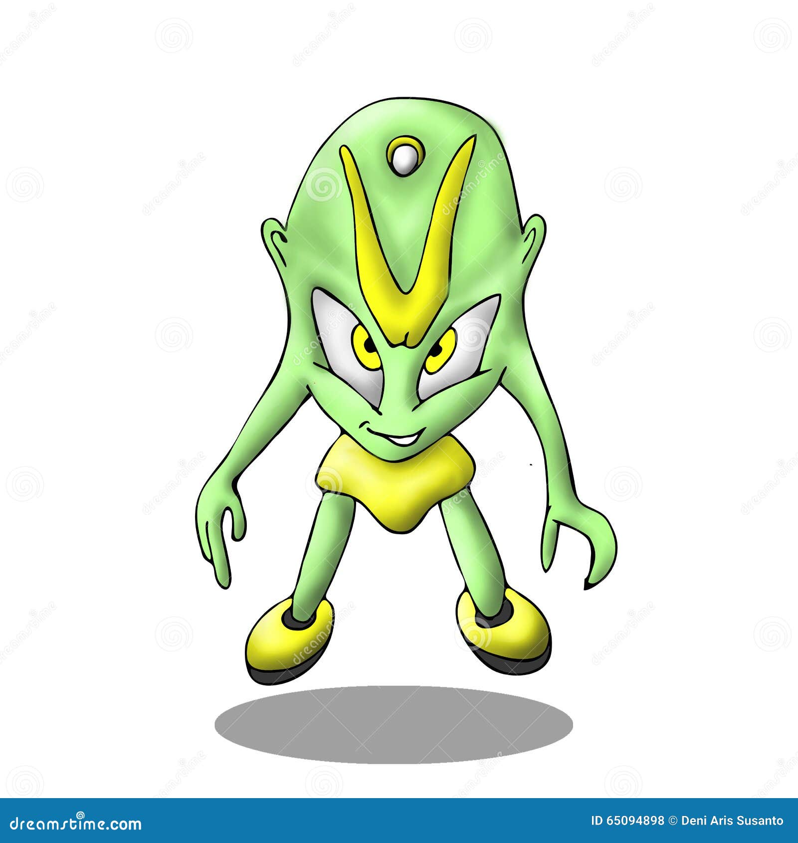 Happy Alien In Outer Space Cartoon Character Vector Illustration ...