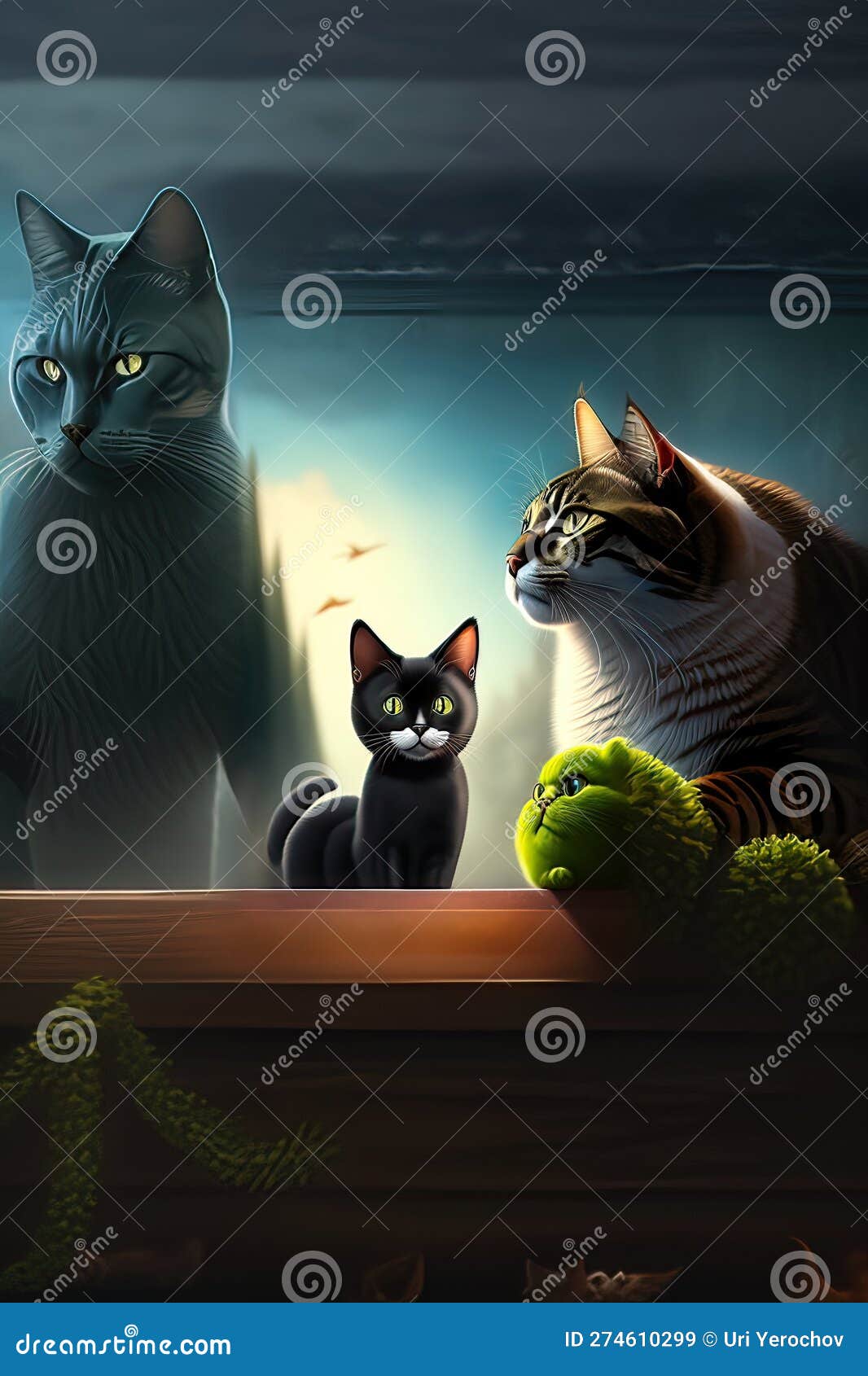 Cute Alien Cats. Concept Cats in Other Worlds Stock Illustration ...