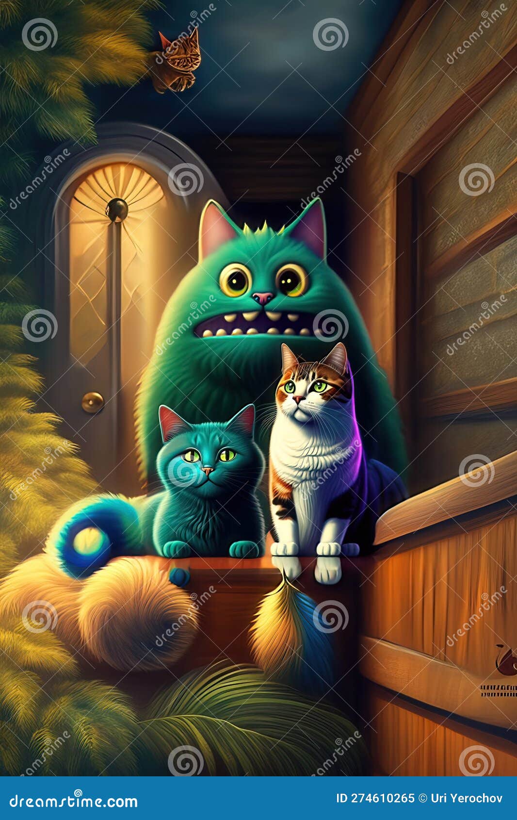 Cute Alien Cats. Concept Cats in Other Worlds Stock Illustration ...