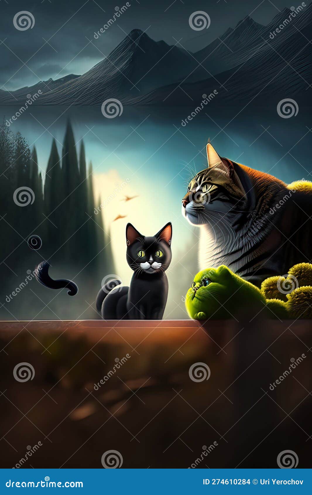 Cute Alien Cats. Concept Cats in Other Worlds Stock Illustration ...